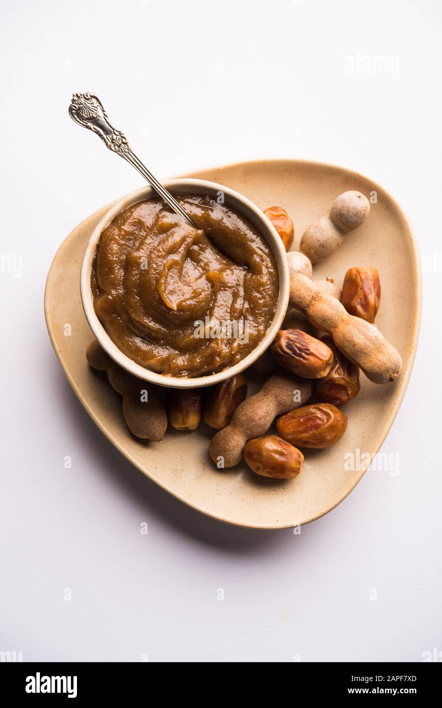 Dates Tamarind Chutney - Khajoor crushed to paste and mixed with Imli ...