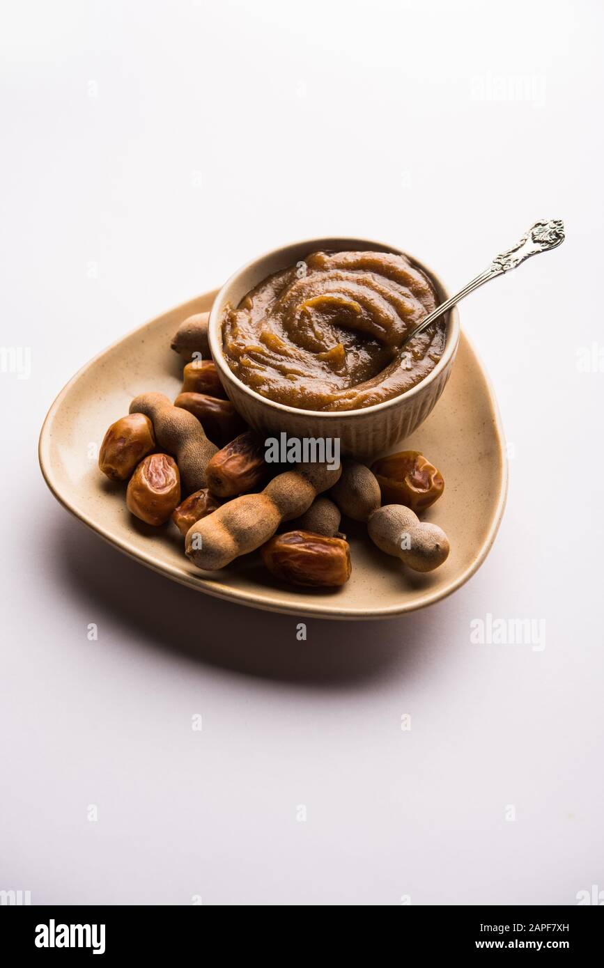 Dates Tamarind Chutney - Khajoor crushed to paste and mixed with Imli ...