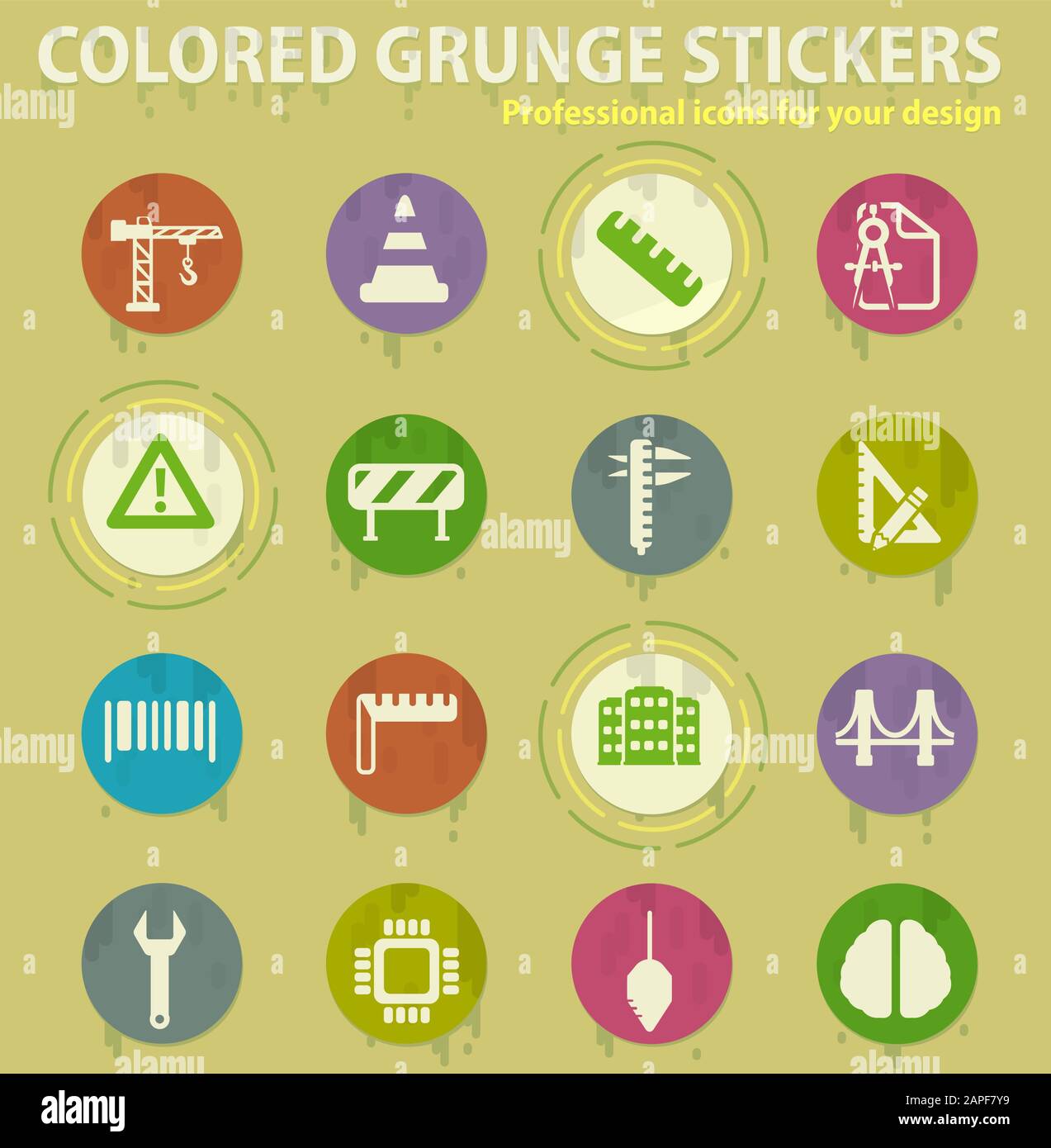 engineering colored grunge icons Stock Vector Image & Art - Alamy