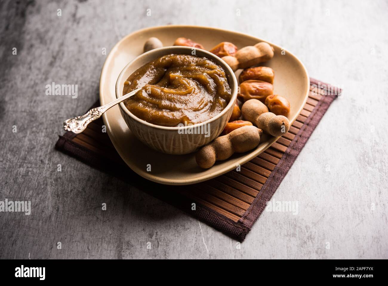 Dates Tamarind Chutney - Khajoor crushed to paste and mixed with Imli ...