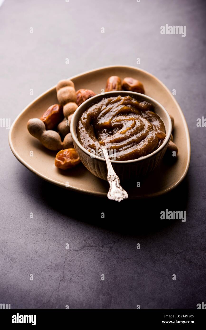 Dates Tamarind Chutney - Khajoor crushed to paste and mixed with Imli ...