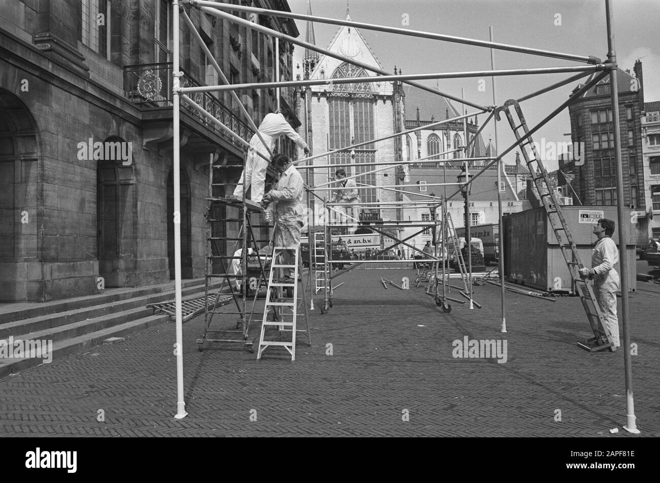 Construction stands on the Dam due to Coronation (April 30); pergola ...