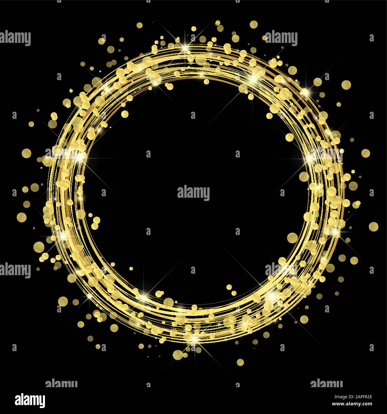 round lightning with dots and sparkle effects colored golden on dark ...