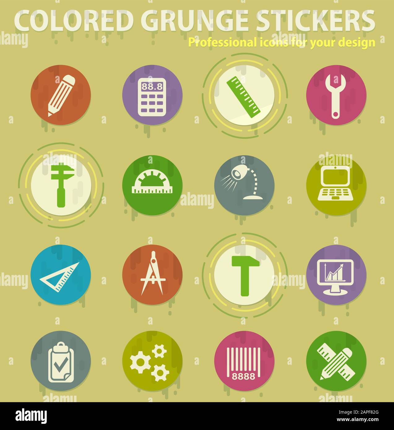 engineering colored grunge icons Stock Vector Image & Art - Alamy