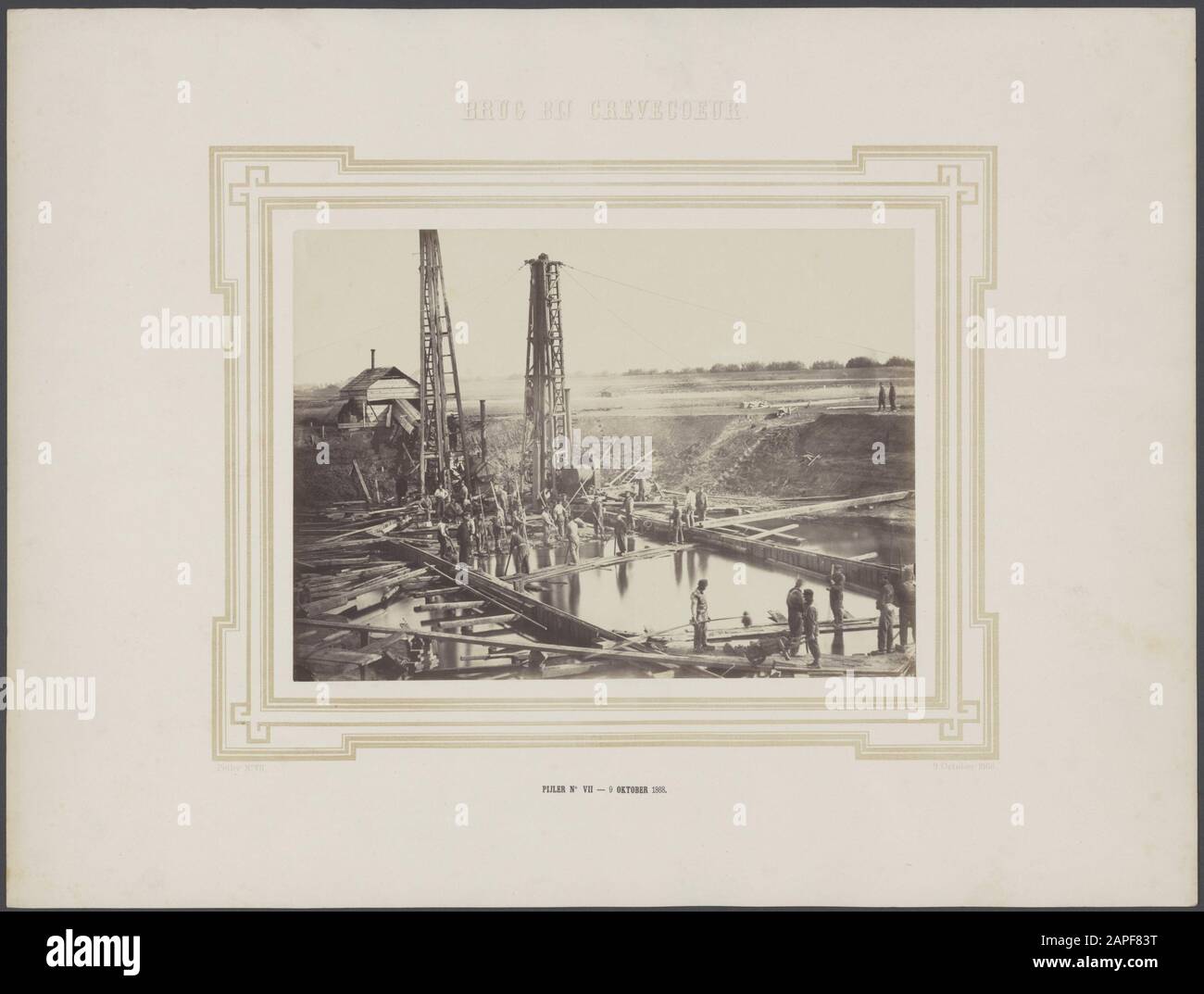 Construction of the foundation of the bridge. Pillar number VII ...
