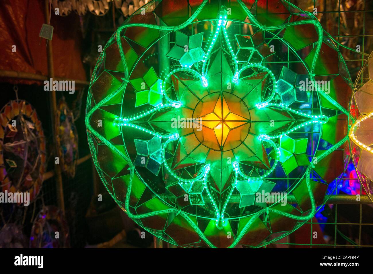 Colorful lanterns in a Christmas market in Las Pinas city , Manila the ...
