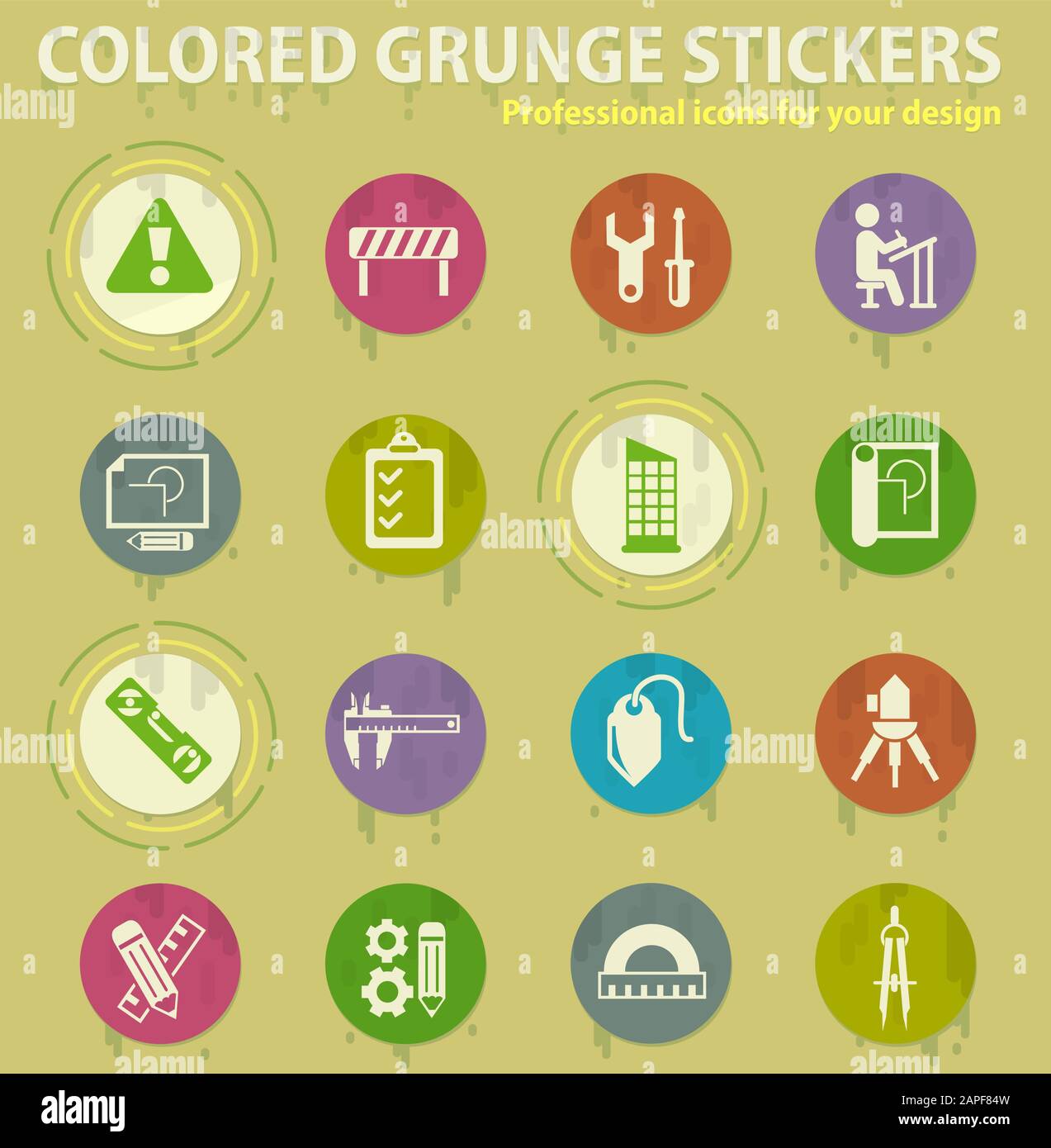engineering colored grunge icons Stock Vector Image & Art - Alamy