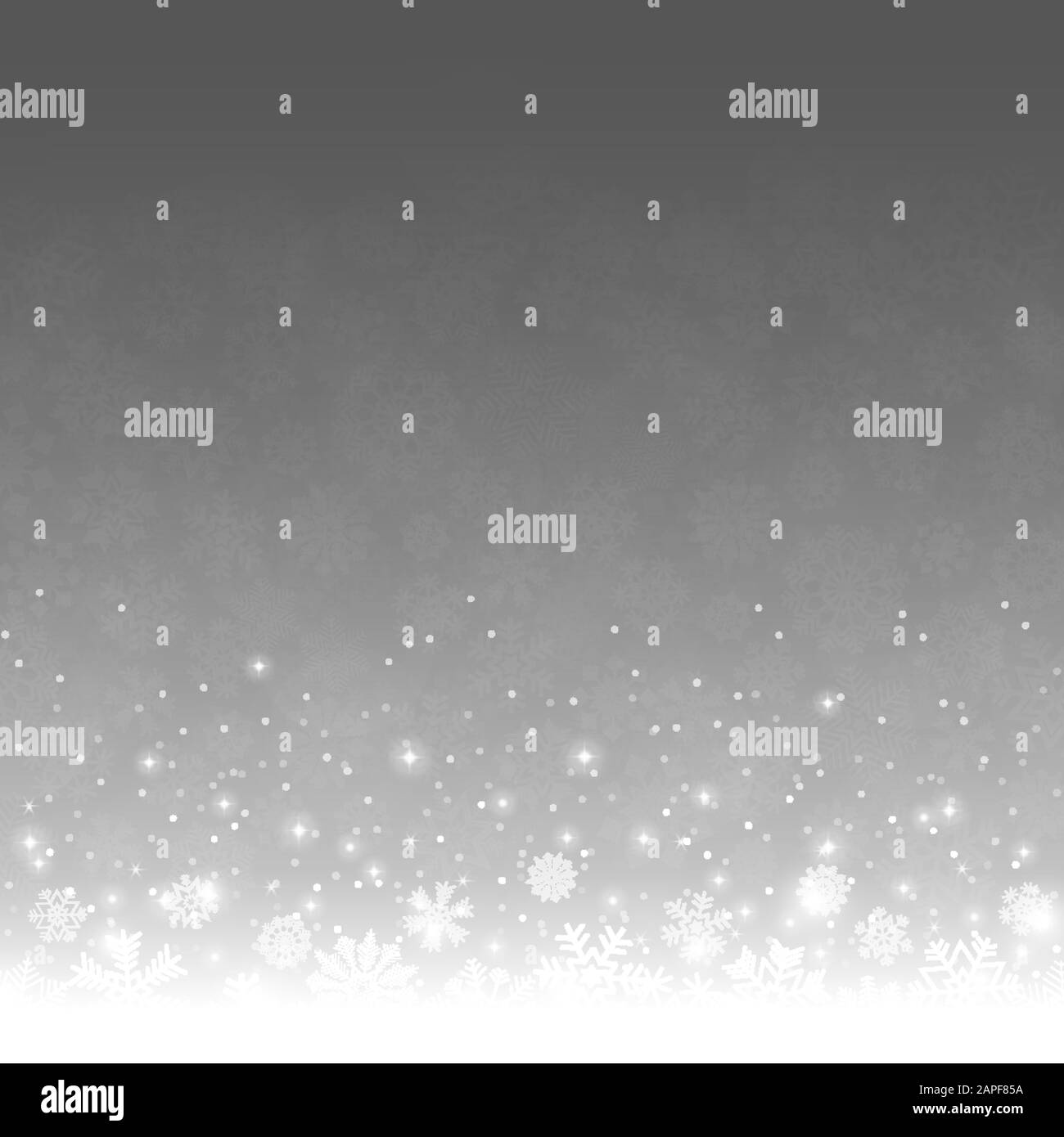 snow flakes on bottom side, abstract fall of snow and silver colored ...