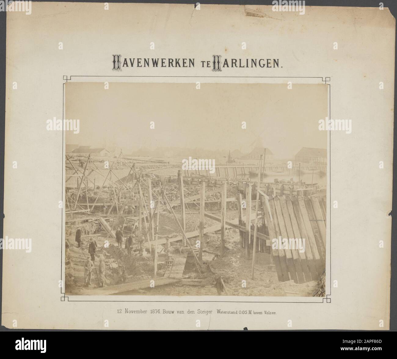Construction of the jetty. Water level 0.05 M above the high seas ...