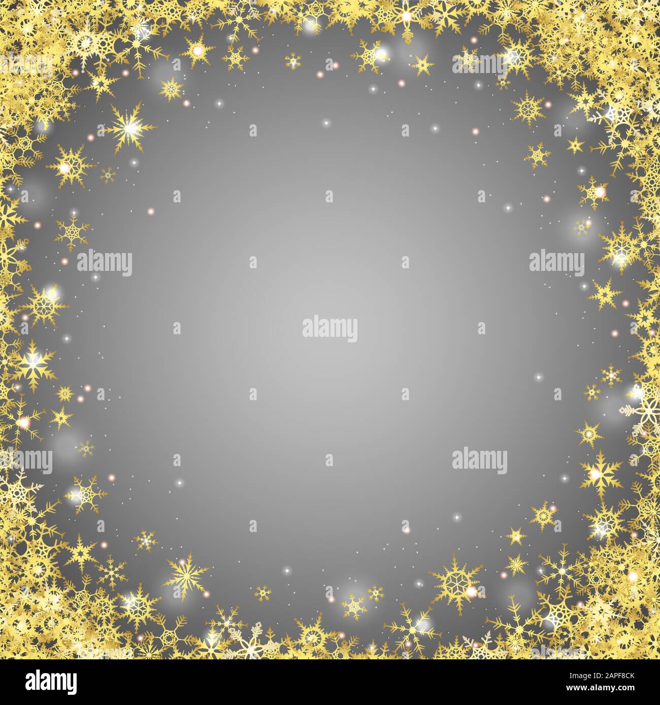 vector file with beautiful falling snow flakes colored golden and ...