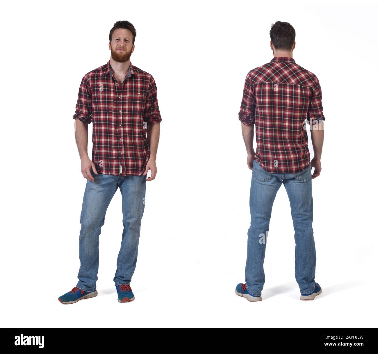 Front and back of a man on white background Stock Photo - Alamy