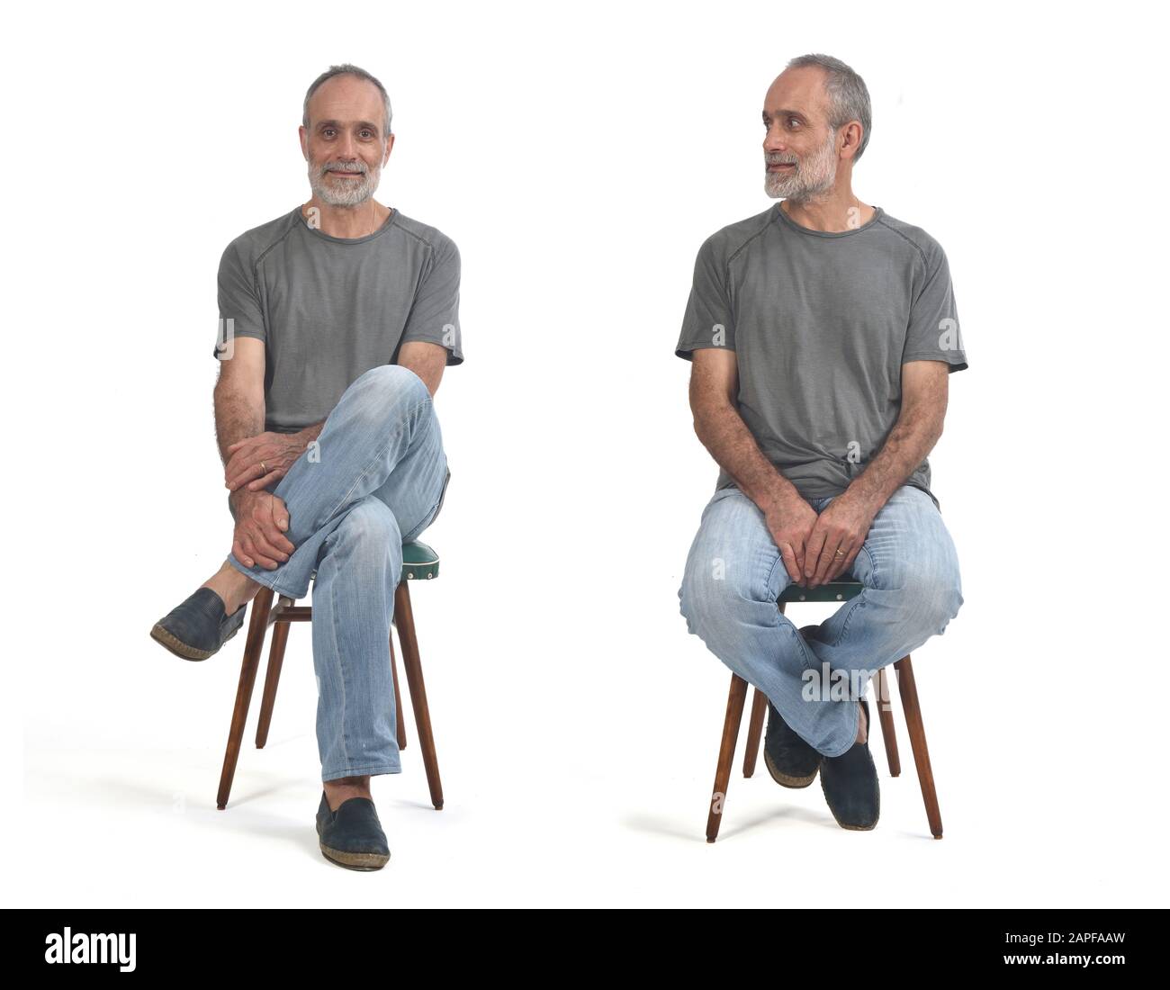 man sitting on white background Stock Photo - Alamy
