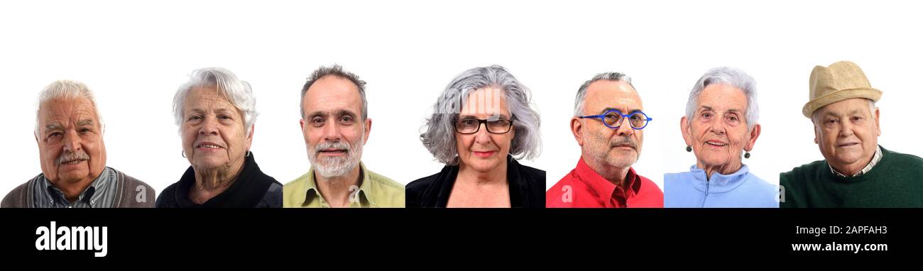 group of senior people in white background Stock Photo - Alamy
