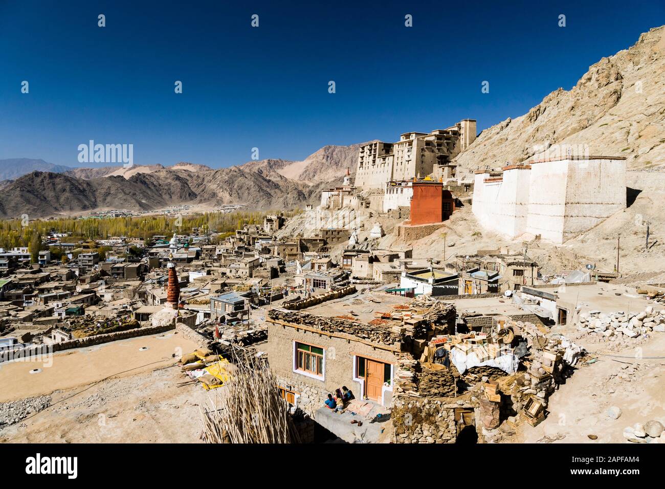 The View of Leh city, and The royal palace, also Leh Palace, Leh ...