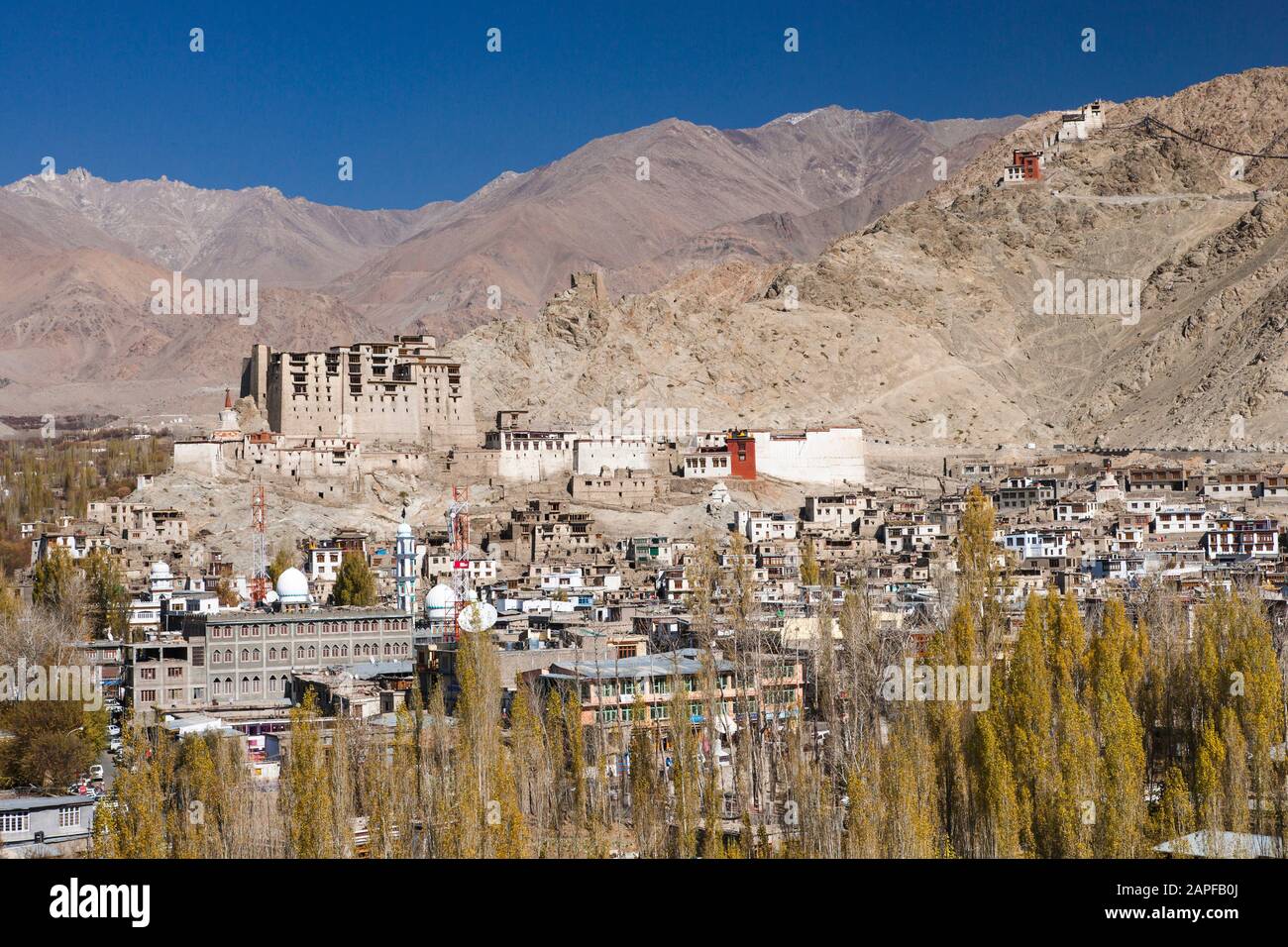 The View of Leh city, and The royal palace, also Leh Palace, Leh ...