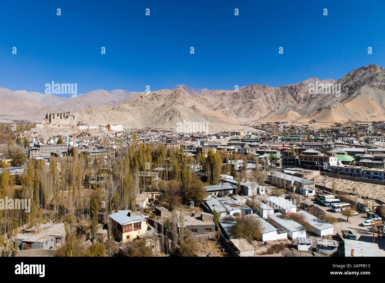 The View of Leh city, and The royal palace, also Leh Palace, Leh ...