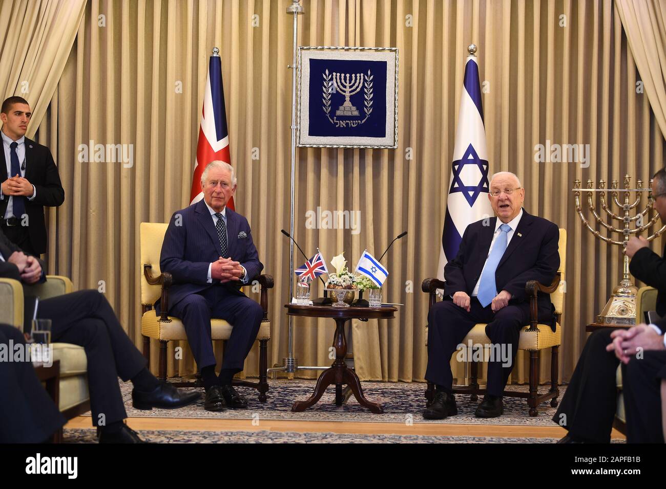 The Prince of Wales meets President Reuven Rivlin at his official residence in Jerusalem on the ...