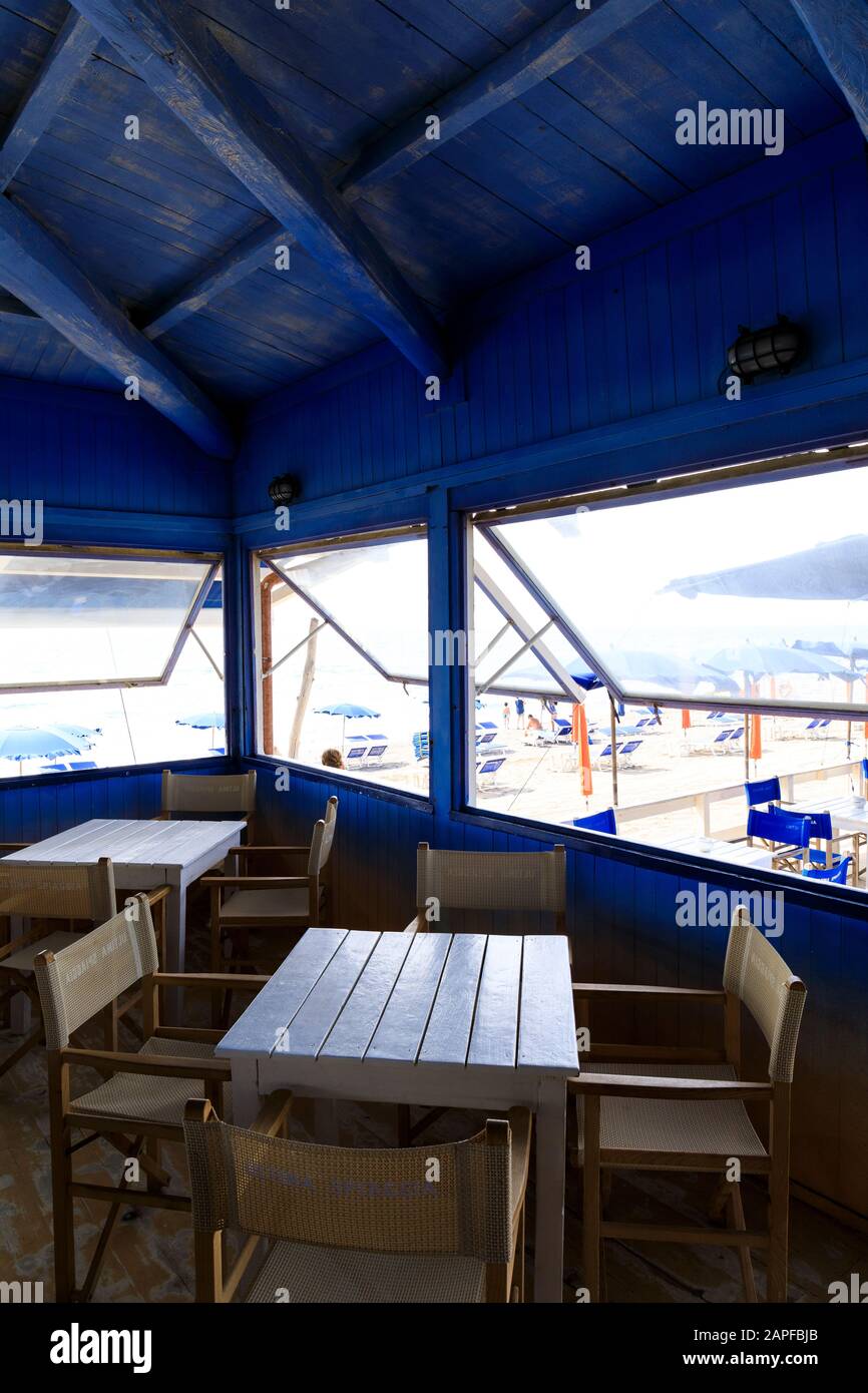 Beach bar interior, Italy Stock Photo - Alamy