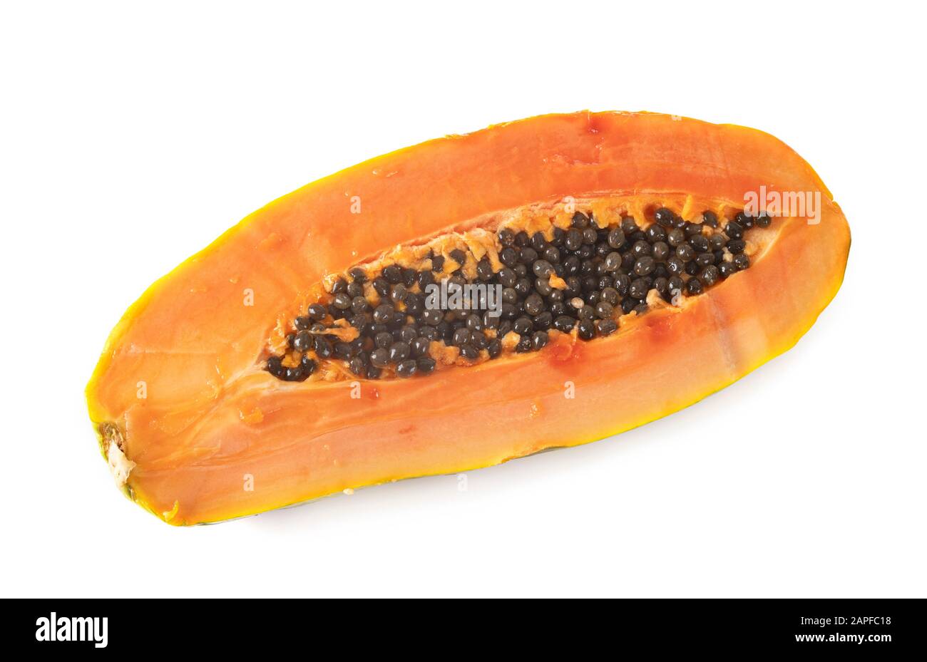 open papaya in front of white background Stock Photo - Alamy