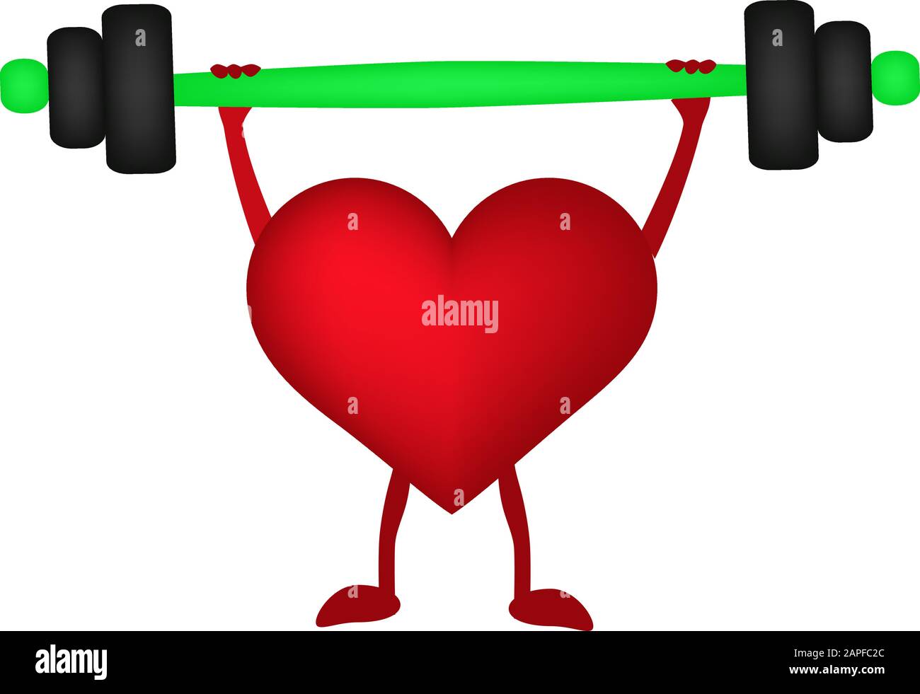 Heart with a barbell in the hands. Vector illustration on isolated ...