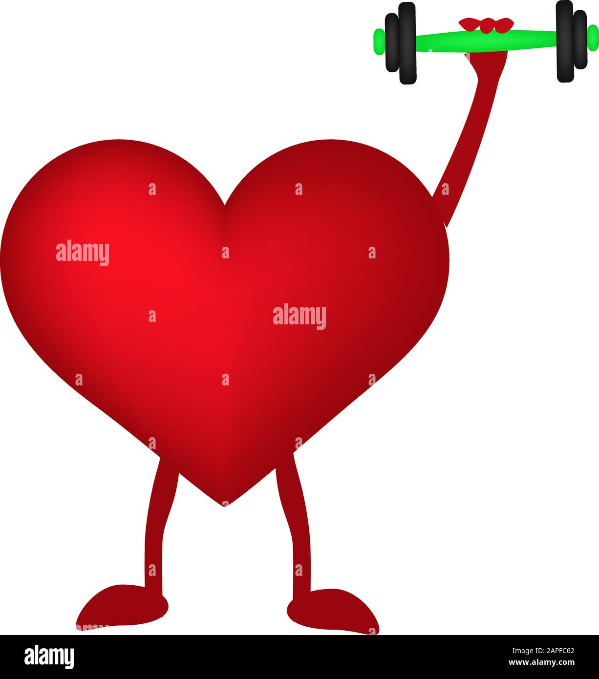 Heart with dumbbells in hand. Vector illustration on isolated ...