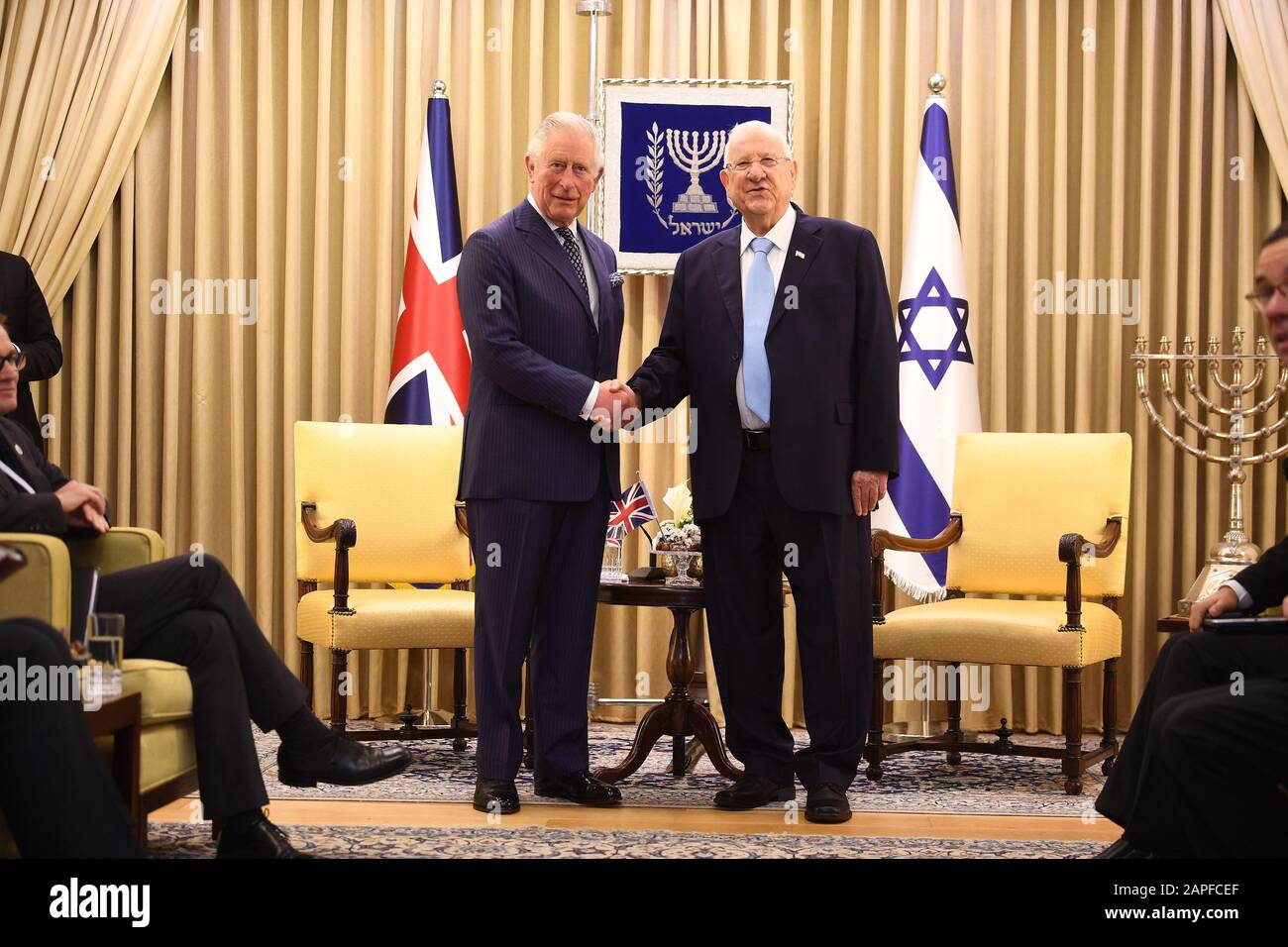 The Prince of Wales meets President Reuven Rivlin at his official residence in Jerusalem on the ...