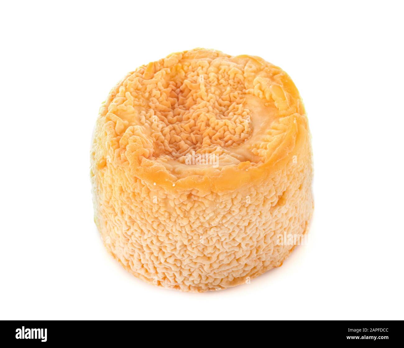 Langres cheese in front of white background Stock Photo - Alamy