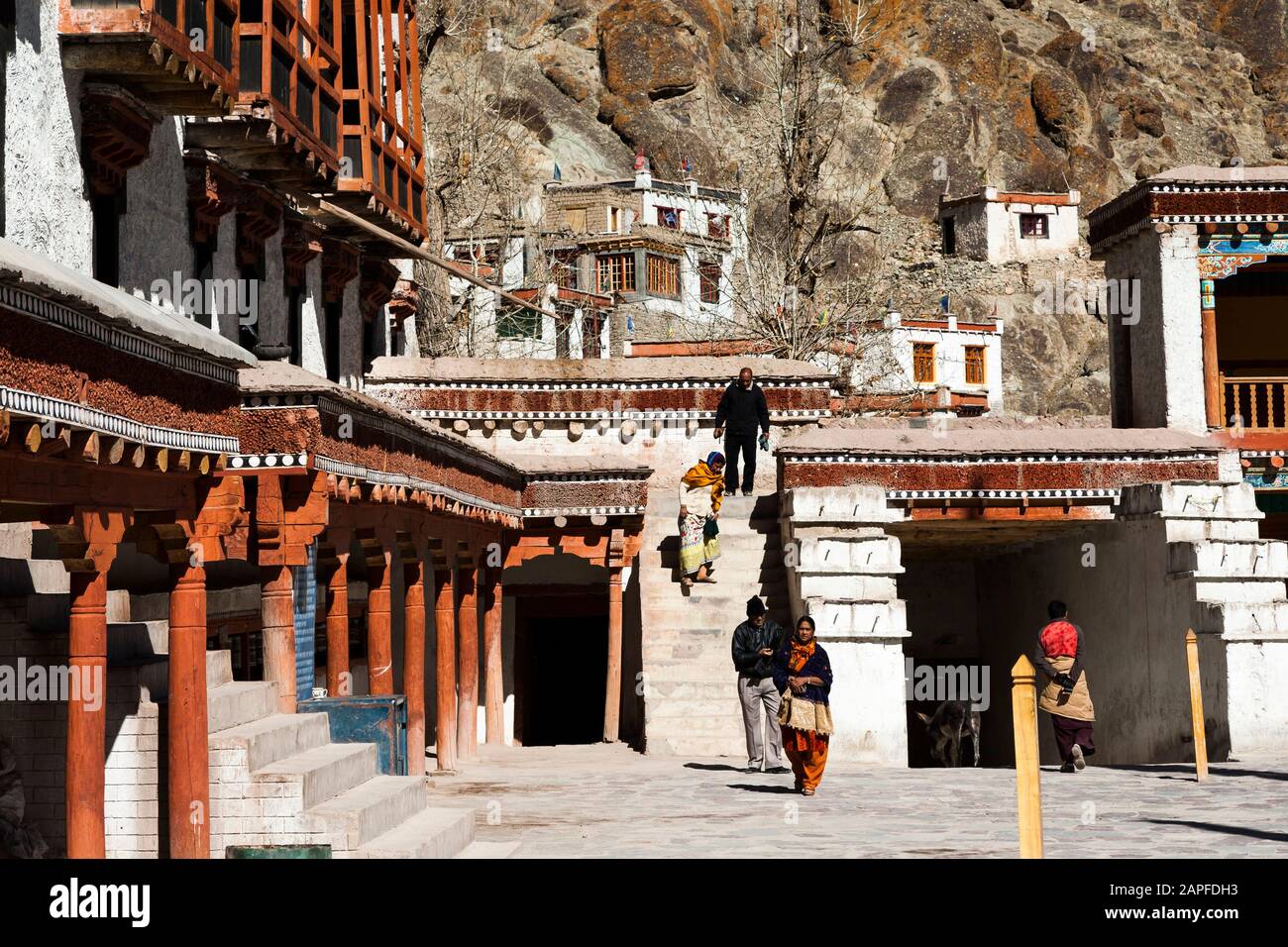 Tibetan style temple, Hemis gompa or Hemis monastery, suburb of Leh ...