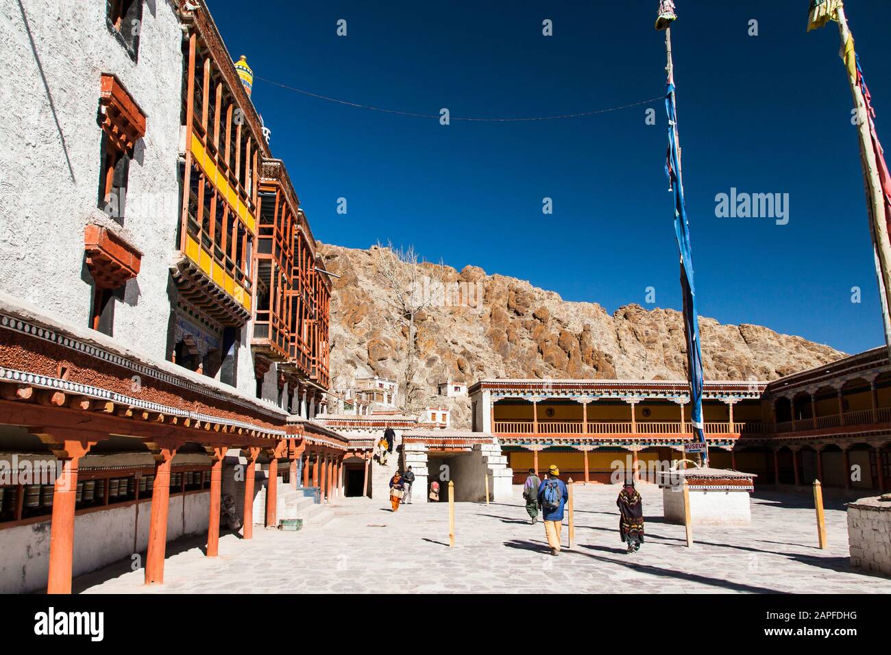 Tibetan style temple, Hemis gompa or Hemis monastery, suburb of Leh ...