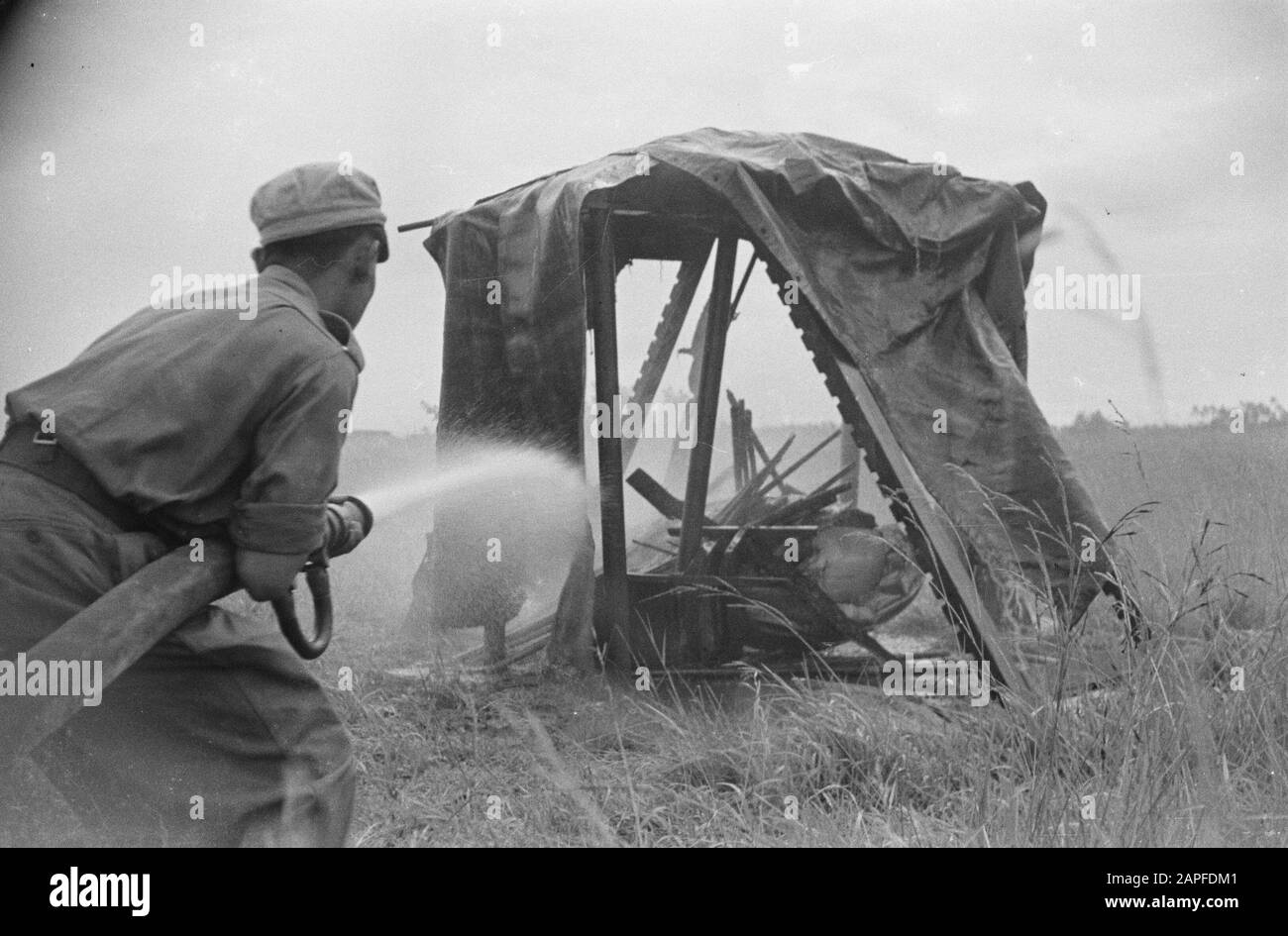 Demonstration of the Military Fire Department Description: Fireman with ...