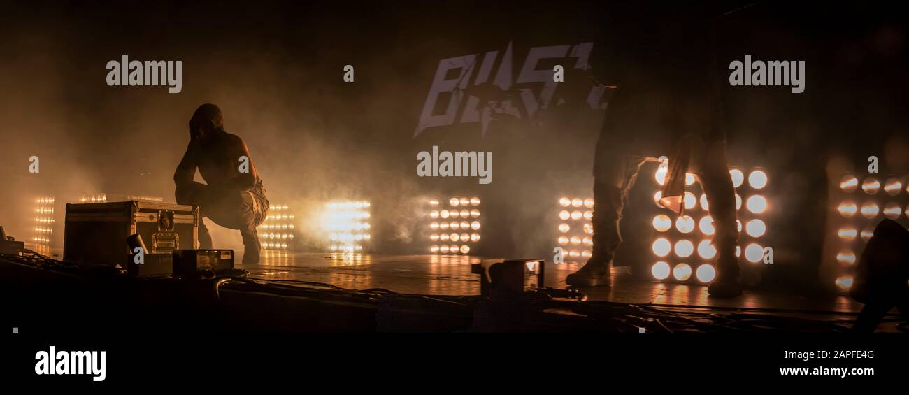 FARO, PORTUGAL: 6th SEPTEMBER, 2019 - Blasted Mechanism band, performs ...