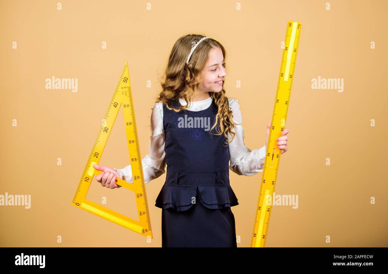 School student learning geometry. STEM school disciplines. math lesson ...