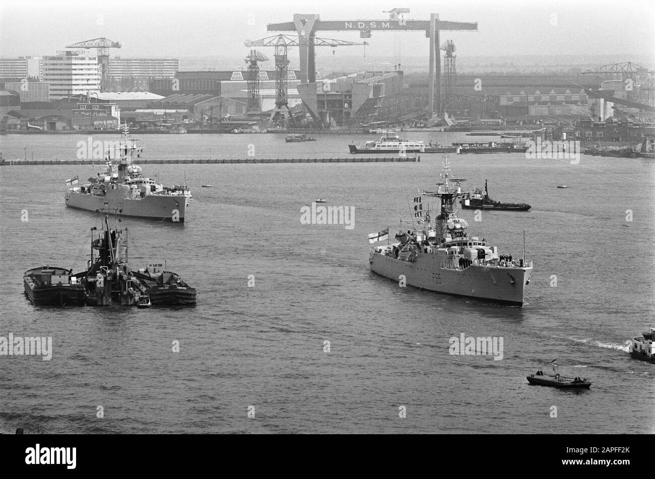 British fleet visit to Amsterdam Two of the three frigates at the IJ ...
