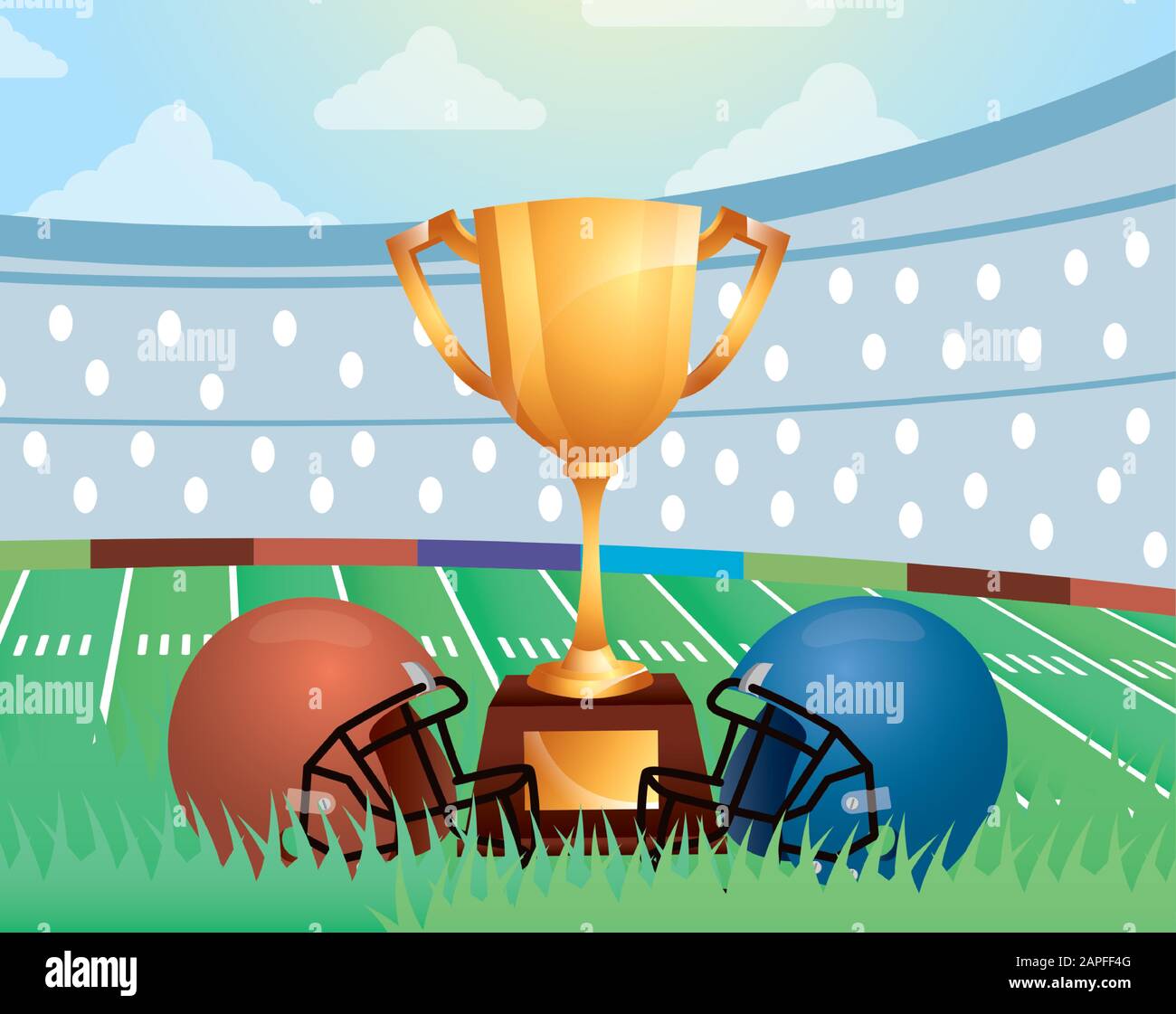 superbowl sport poster with trophy and helmets Stock Vector Image & Art ...