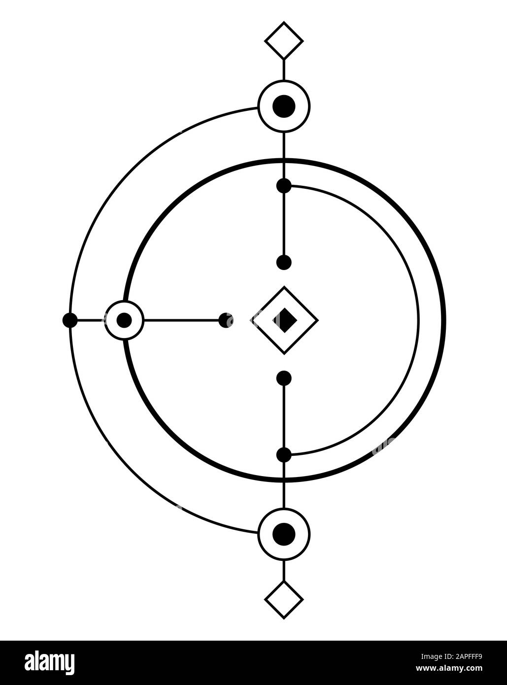 Abstract geometric symbol, solated on white background. Black linear ...