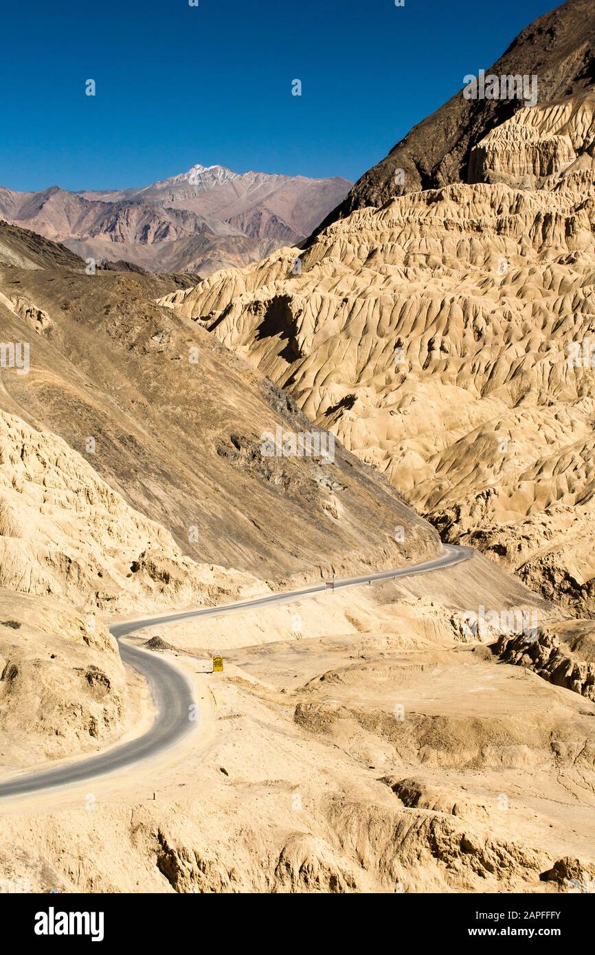 The Moonland is eroded yellow rock's landform, near Lamayuru monastery ...