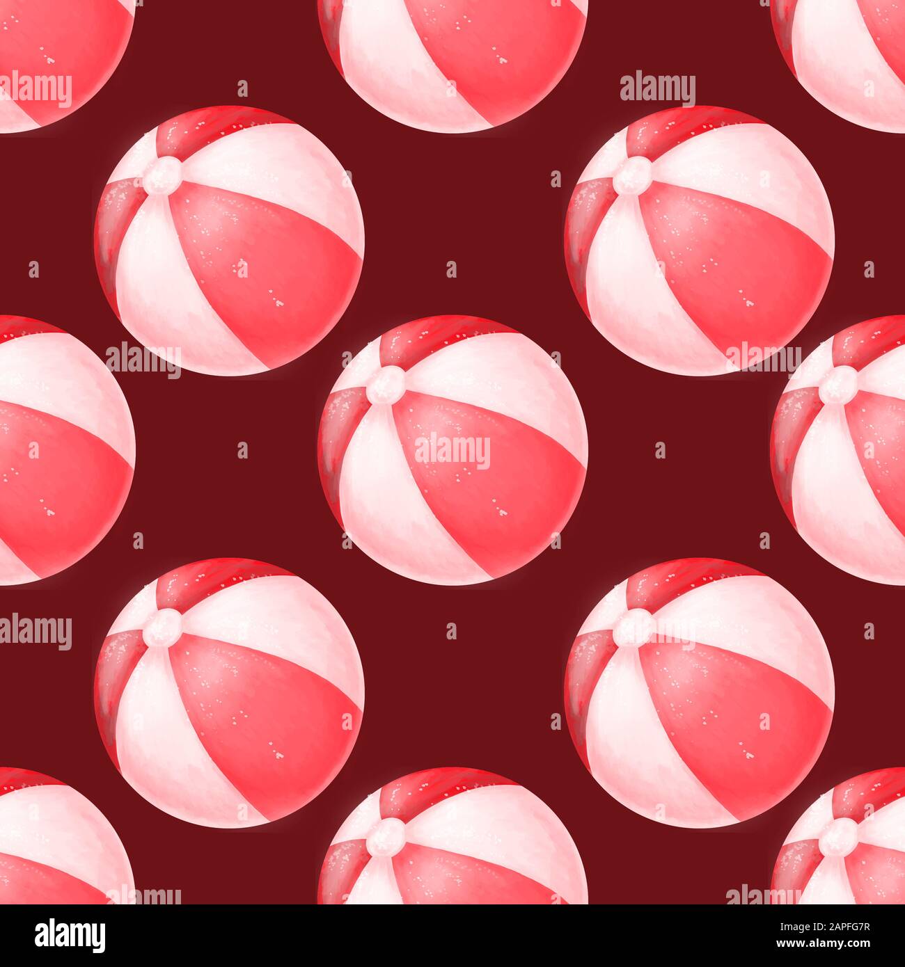 Summer watercolor beachball pattern with beach ball. Toy ball. Beach ...