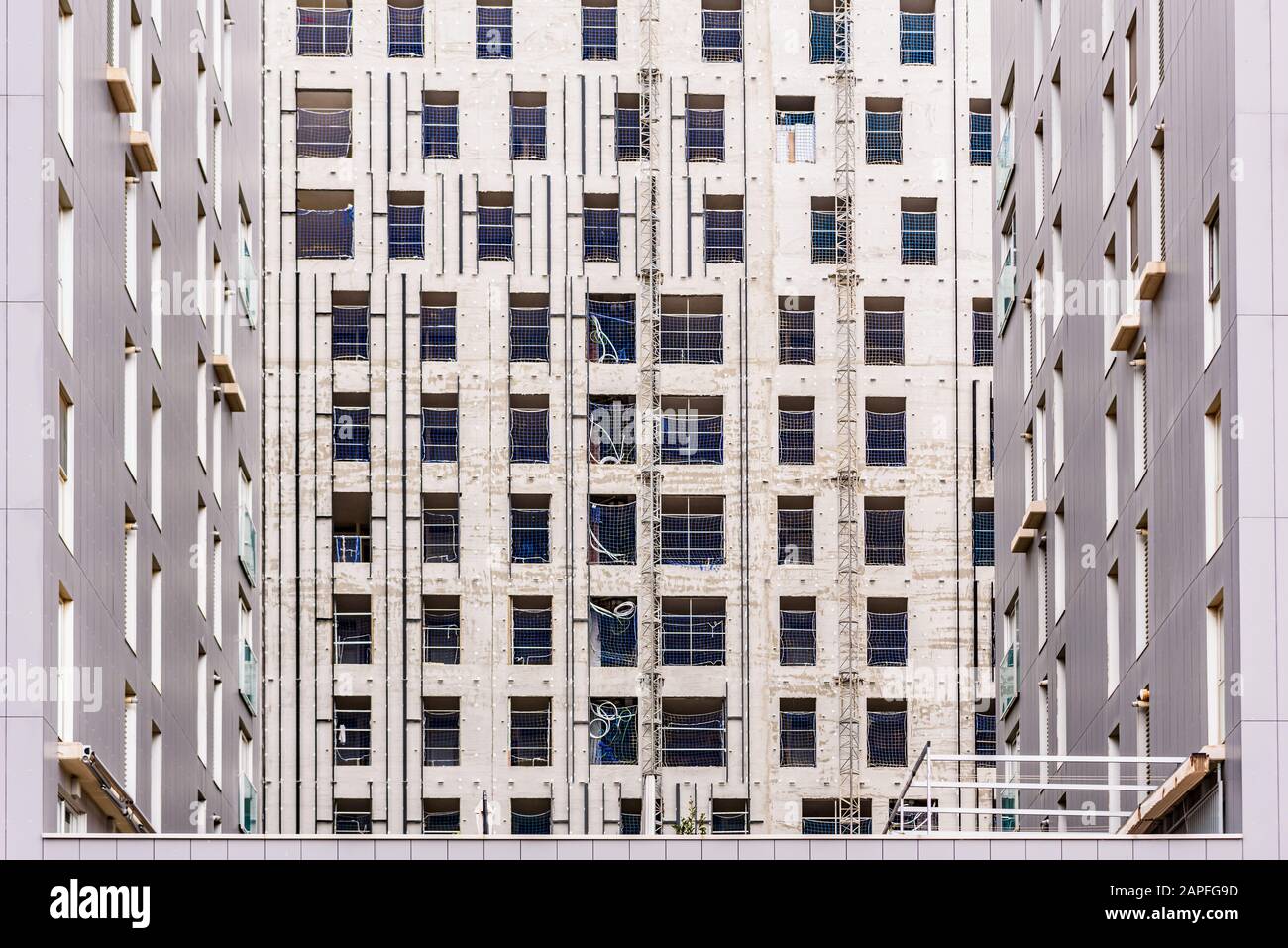 Detail of a building under construction with concrete walls Stock Photo ...
