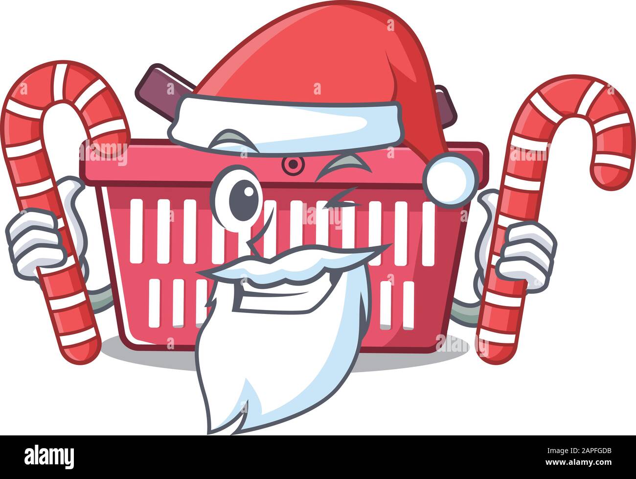 Shopping basket Cartoon character in Santa costume with candy Stock ...
