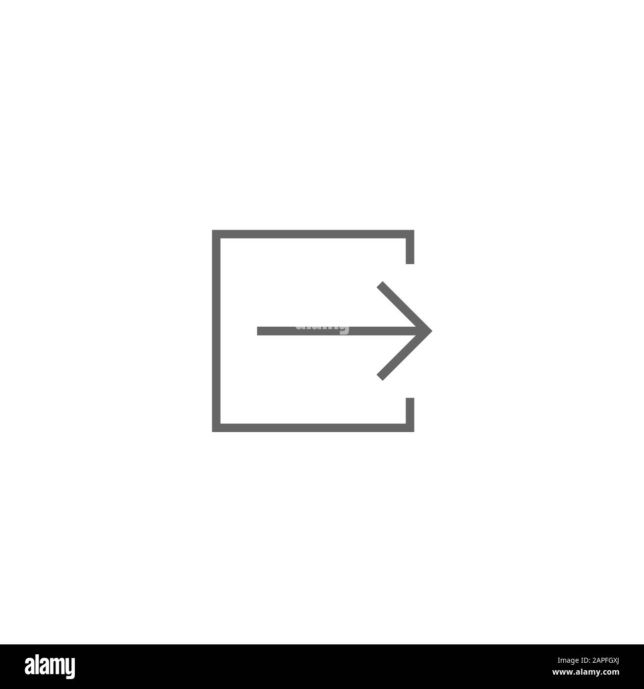 Black short right arrow icon in outline square . line icon. Isolated on ...