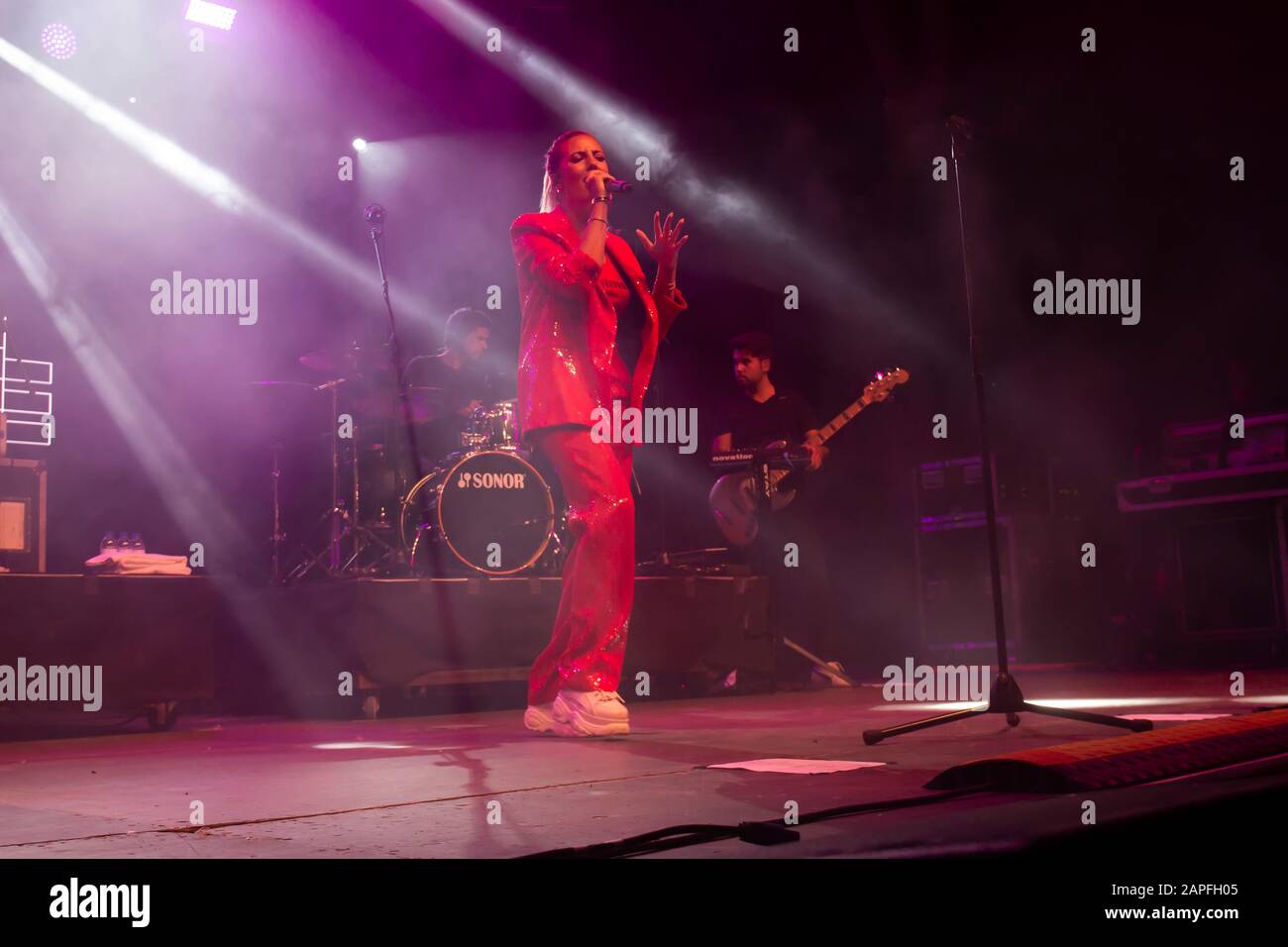 FARO, PORTUGAL: 7th SEPTEMBER, 2019 - April Ivy band, performs on ...