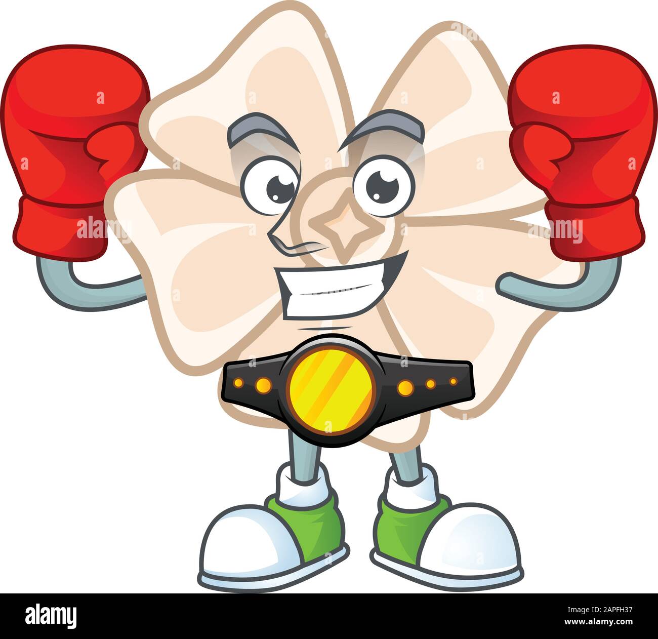 Happy Face Boxing chinese white flower cartoon character design Stock ...