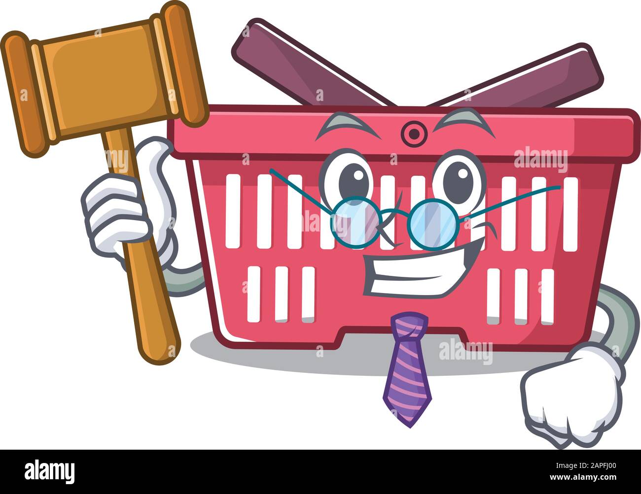 Smart Judge shopping basket in mascot cartoon character style Stock ...