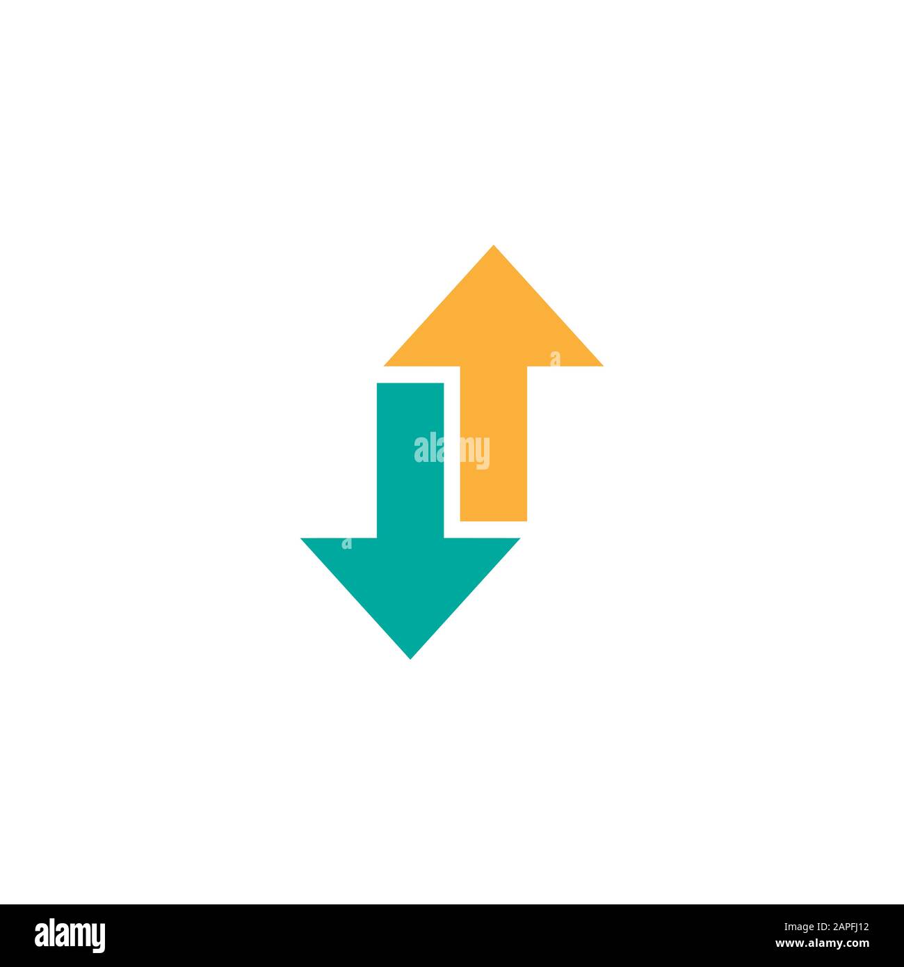 Flip Vertical vector icon. Two blue opposite sharp arrows isolated on ...