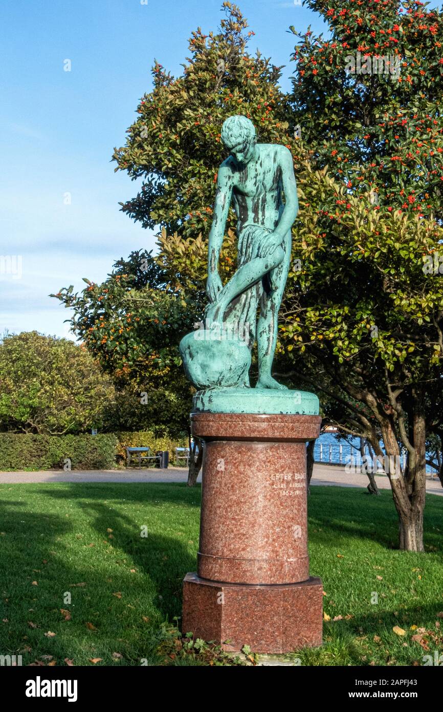 Bronze sculpture,The Bather 1909 by sculptor Carl Aarsleff in ...