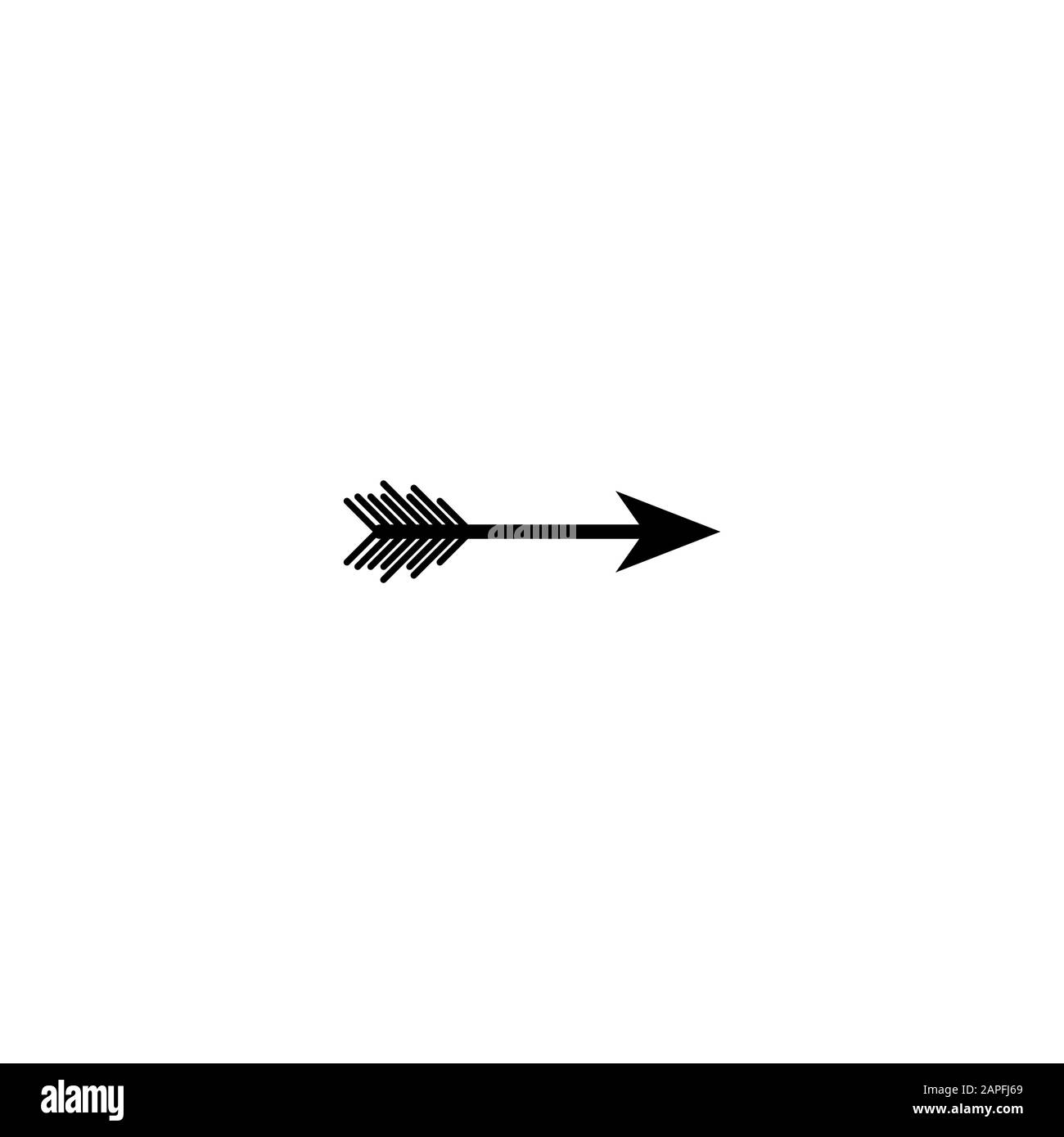 black arrow isolated on white. Flat adventure icon. Good for web and ...