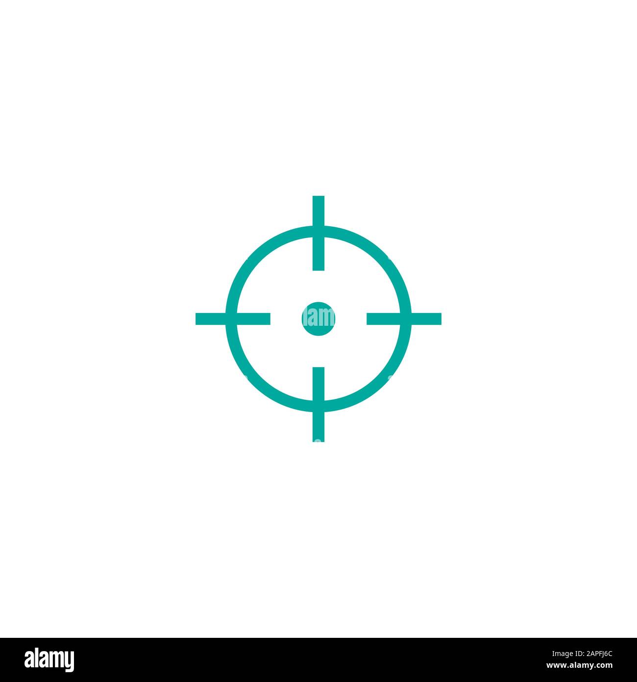 Target crosshair line icon. Flat blue simple pictogram isolated on ...