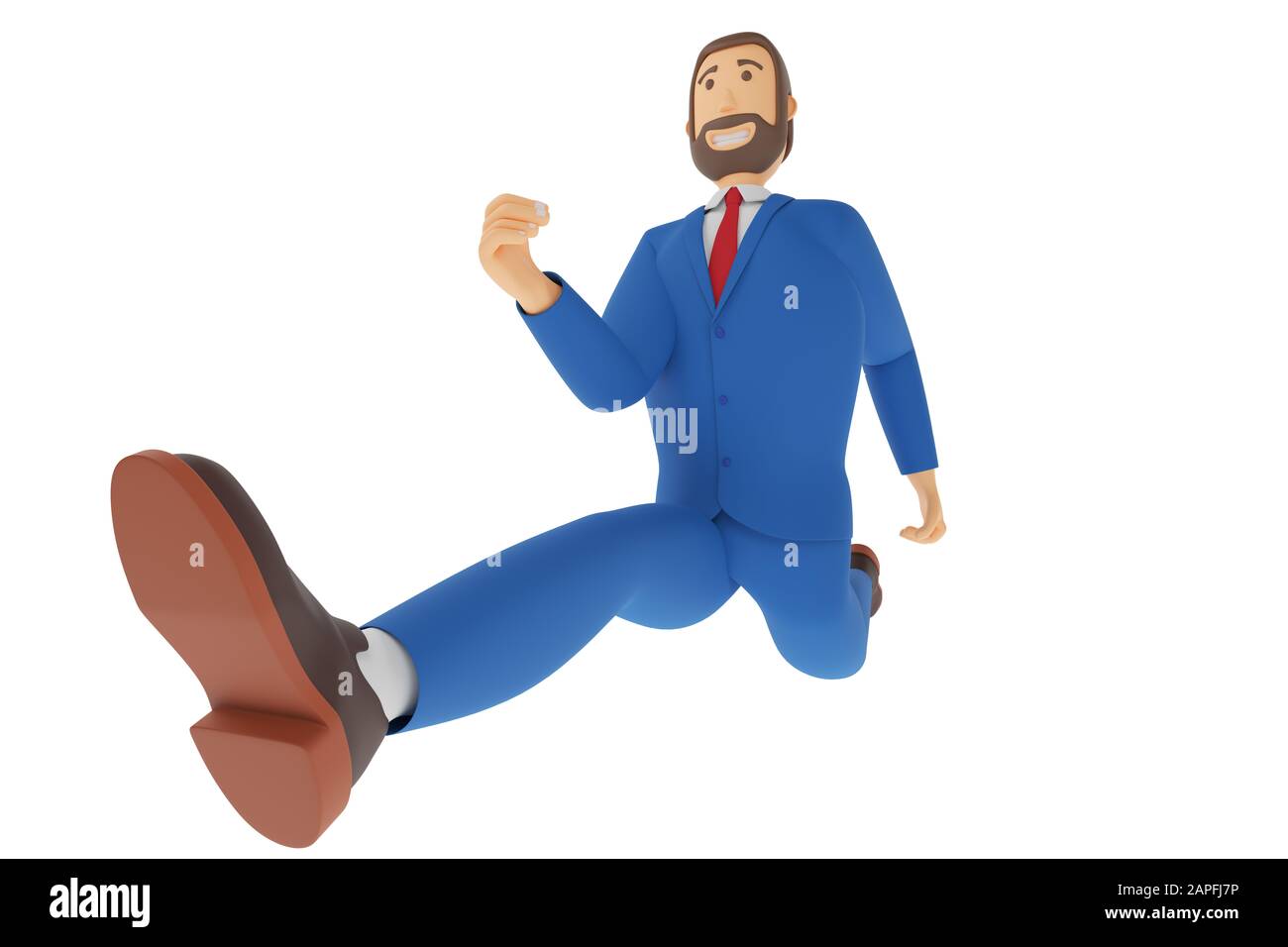 Cartoon character businessman is running. The concept of lack of time ...