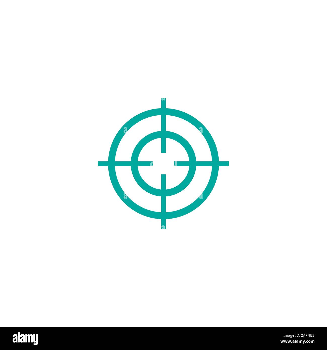 Target crosshair line icon. Flat blue simple pictogram isolated on ...