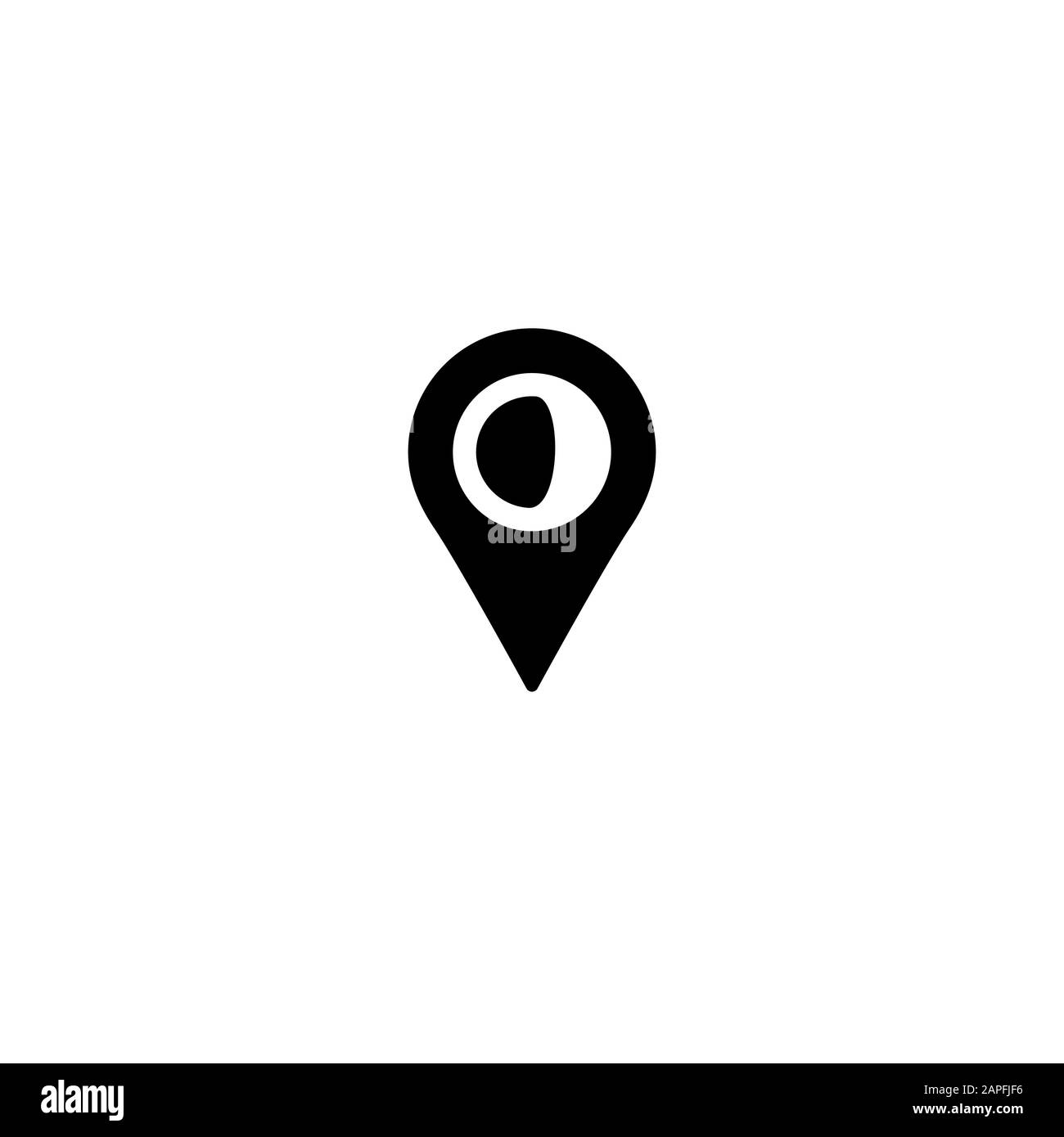 black location icon. GPS pointer. Map pin. Navigator guide. Vector line simple button. Blue ...